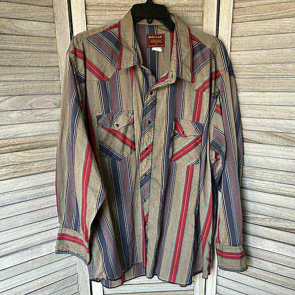 Rustler | Shirts | Vintage Rustler Xlong Tails Mens 935 Stripes Snap ...